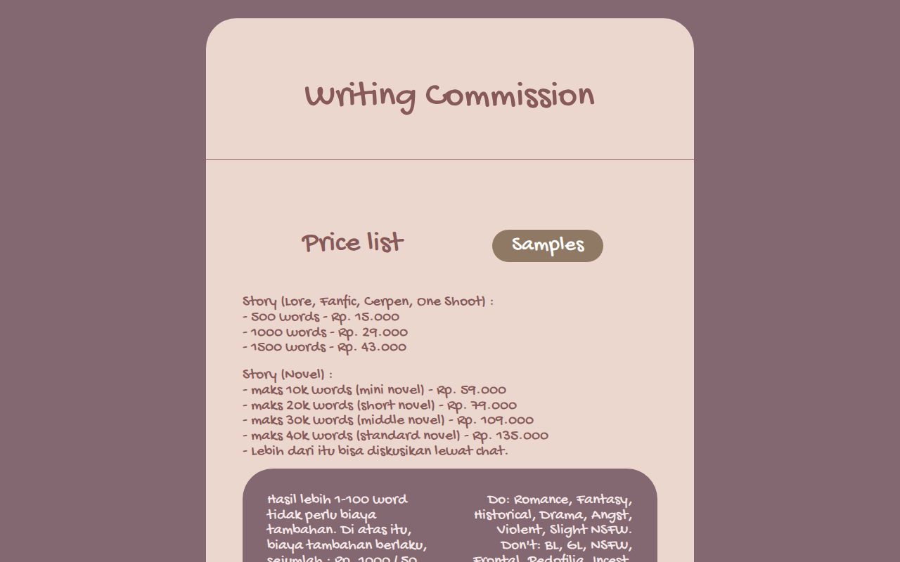 Writing Commission